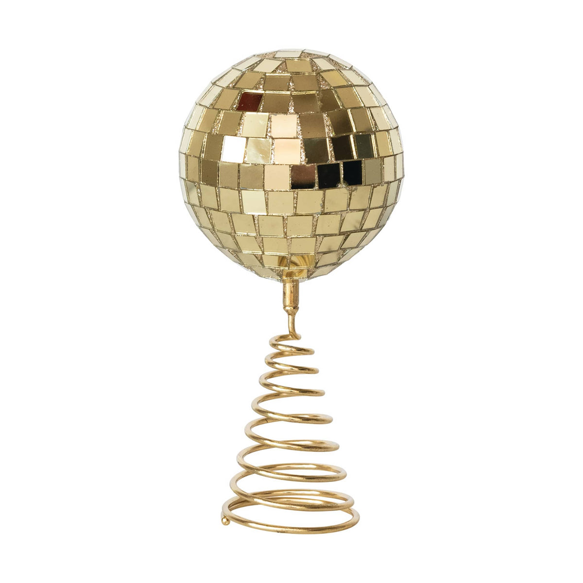 Mini Gold Mirror Ball Tree Topper with Glitter – Annie's Blue Ribbon General Store